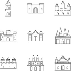 Ancient fort with towers icon outline style Vector Image