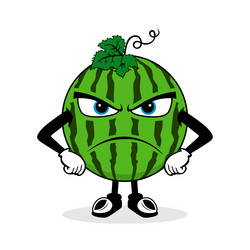 Angry watermelon mascot cartoon character Vector Image