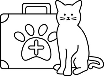 Cute cat mascot with medical kit Royalty Free Vector Image