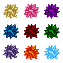 Gold ribbons and bows top view and side view set Vector Image