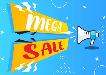 Simple flat mega sale with speaker toa megaphone Vector Image