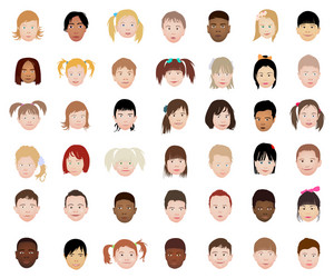 Set of cartoon children head Royalty Free Vector Image