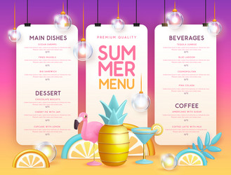 Restaurant summer cocktail menu design Royalty Free Vector