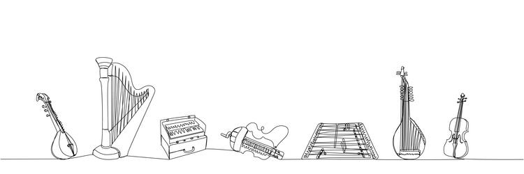 String musical instruments set one line art Vector Image