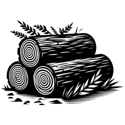 Wood log stack silhouette isolated on white Vector Image