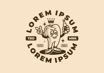 An badge design of a tooth character Royalty Free Vector