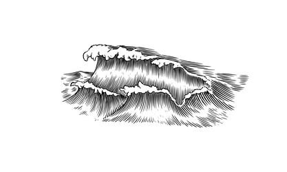 Atlantic tidal waves vintage old engraved hand Vector Image