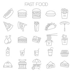Fast food meal icon set Royalty Free Vector Image
