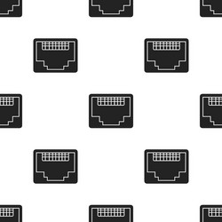 Lan port icon in outline style isolated on white Vector Image
