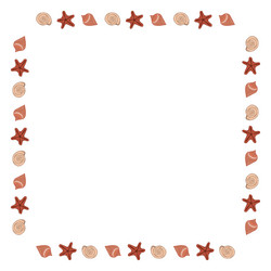 Square frame with cozy sea shells on white Vector Image