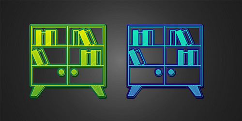 Green and blue library bookshelf icon isolated Vector Image