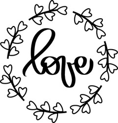 June lettering print text green flora circle frame