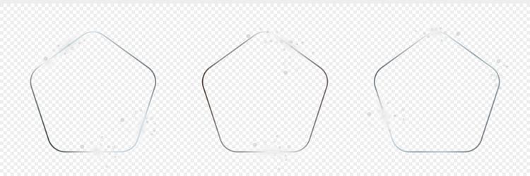 Silver glowing rounded pentagon shape frame Vector Image