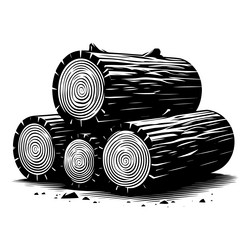 Wood log stack silhouette isolated on white Vector Image