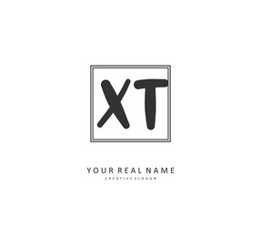 X t xt initial letter handwriting and signature Vector Image