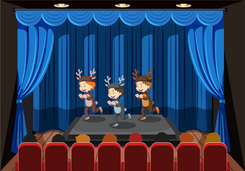 Children play drama on stage Royalty Free Vector Image