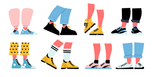 Legs wearing shoes set Royalty Free Vector Image