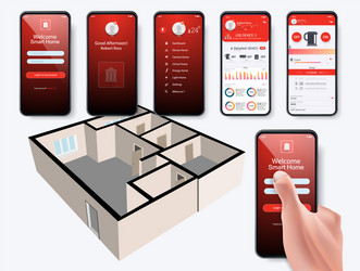 Smartphone smart home controlled app ux ui iot Vector Image