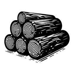 Wood log stack silhouette isolated on white Vector Image
