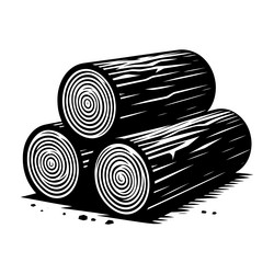 Wood log stack silhouette isolated on white Vector Image