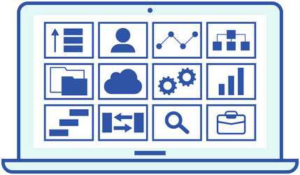 Computer app shortcut icons on screen programs Vector Image