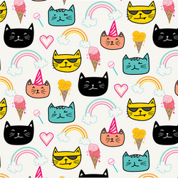 Hand drawn cats pattern Royalty Free Vector Image