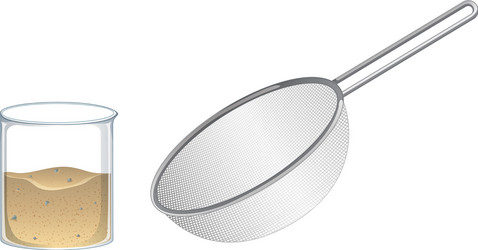 Sifting sand experiment with hand shaking colander