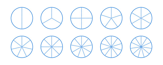 Circle segments collection shades of blue color Vector Image