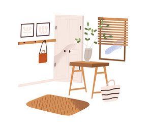 Cozy home entrance hall interior background Vector Image