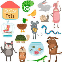Cartoon cute home pets collection Royalty Free Vector Image