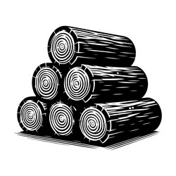 Wood log stack silhouette isolated on white Vector Image