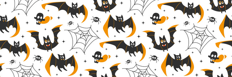 Halloween seamless pattern spooky bat and spiders Vector Image
