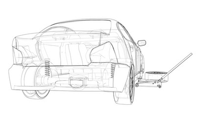Concept car with floor jack Royalty Free Vector Image
