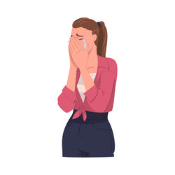 Crying woman character weeping and sobbing Vector Image