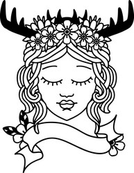 Human druid character with banner Royalty Free Vector Image