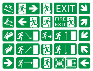 Fire safety signs meeting point emergency exit Vector Image
