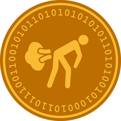 Fart gases gold coin Royalty Free Vector Image