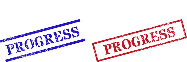 Progress textured scratched seal stamps Royalty Free Vector