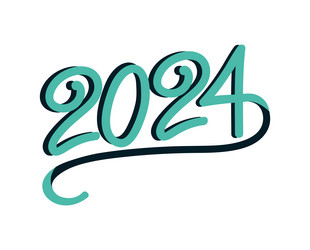 2024 number calligraphy isolated Royalty Free Vector Image