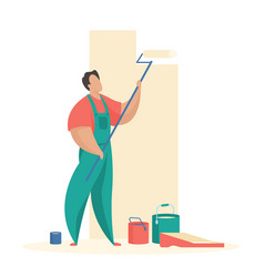 Man painting wall Royalty Free Vector Image - VectorStock