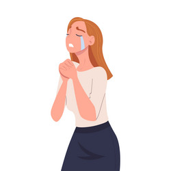 Crying woman character weeping and sobbing Vector Image