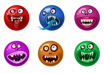 Monster face cartoon round icon head halloween Vector Image
