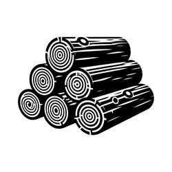 Wood log stack silhouette isolated on white Vector Image
