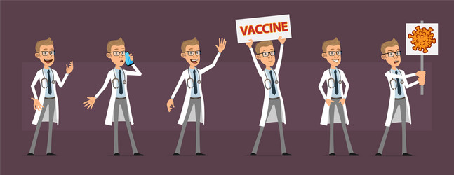 Cartoon doctor or scientist character set Vector Image
