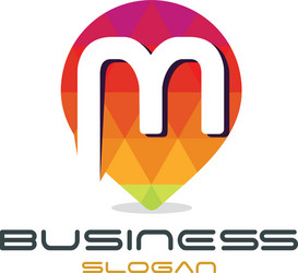 Letter m pin location colorful logo Royalty Free Vector