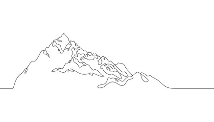 One continuous line landscape of mountain range Vector Image