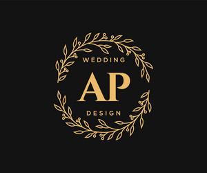 Ap initials letter wedding monogram logos Vector Image