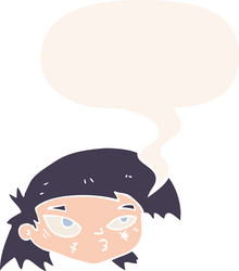 Cartoon scratched up face and thought bubble Vector Image