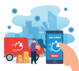 Delivery goods during prevention Royalty Free Vector Image