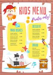 Kids food menu design template Royalty Free Vector Image